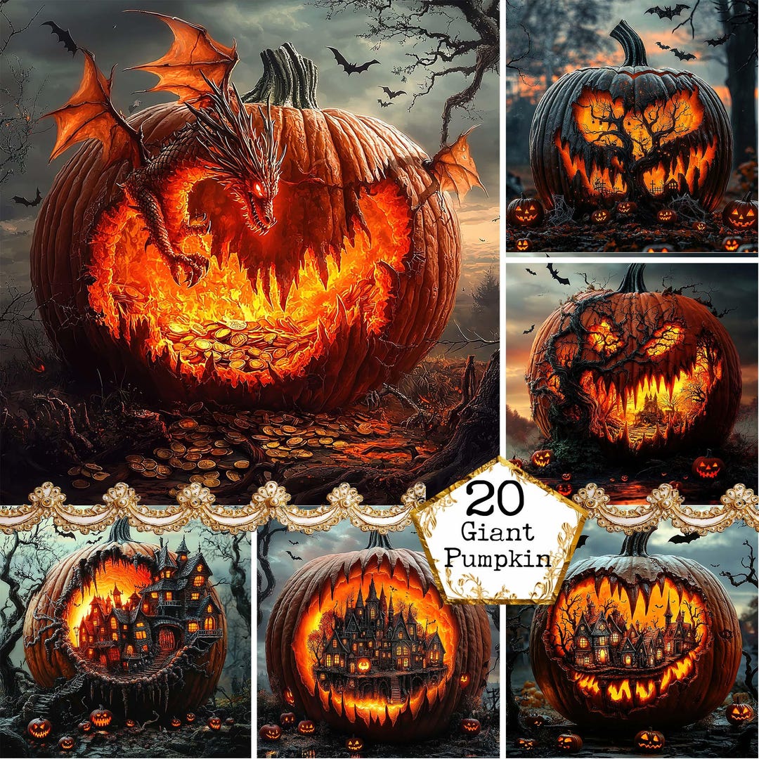 JPEG Spooky Pumpkin Illustration Halloween Background Scrapbook Paper ...
