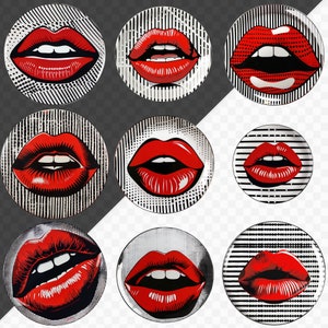 PNG Retro Lips Clipart PNG, Lips Clipart, Black and White Lips, Digital ...