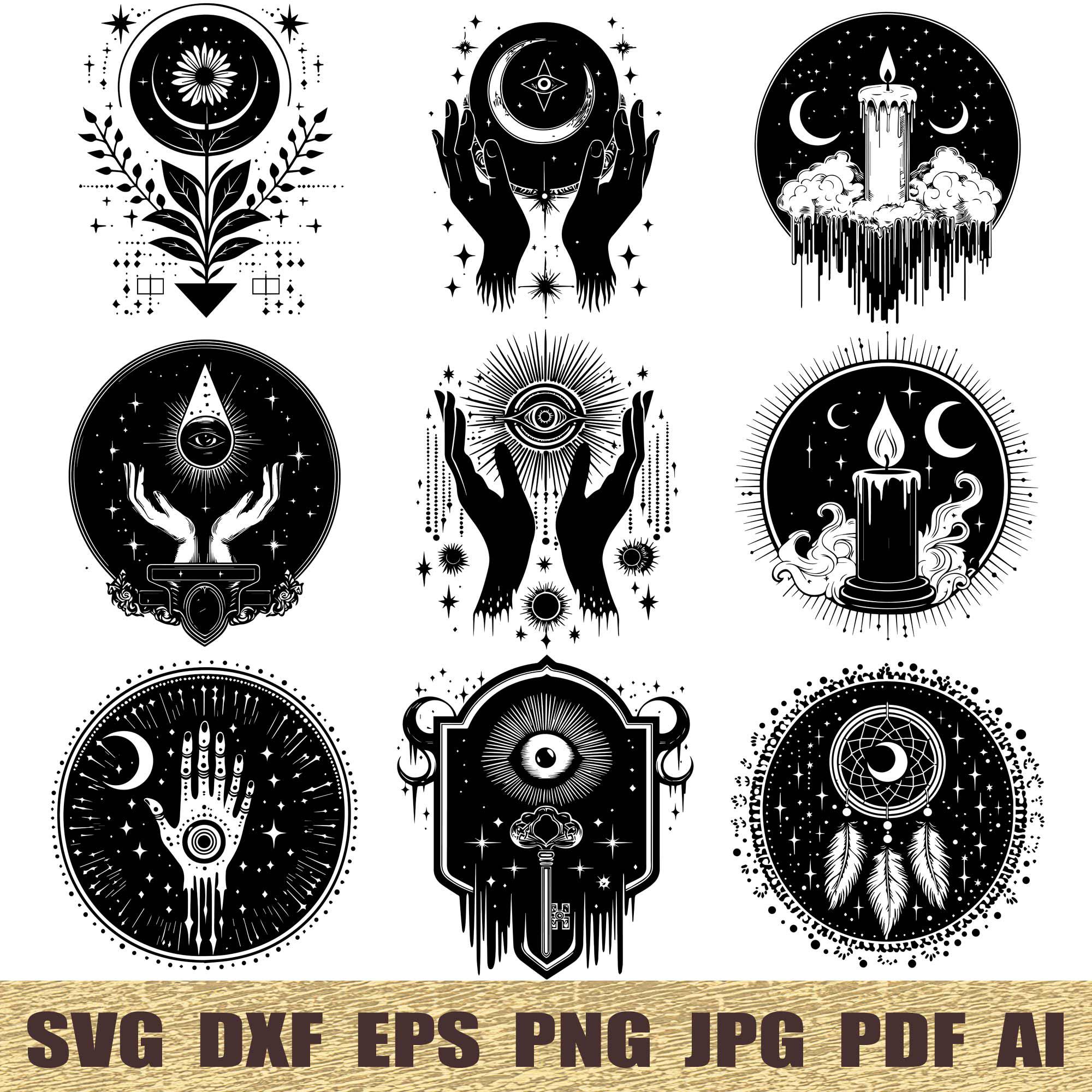 10 Mystical Symbols Svg Bundle Svg Dxf Eps Pdf Ai Png, Magic Symbols ...