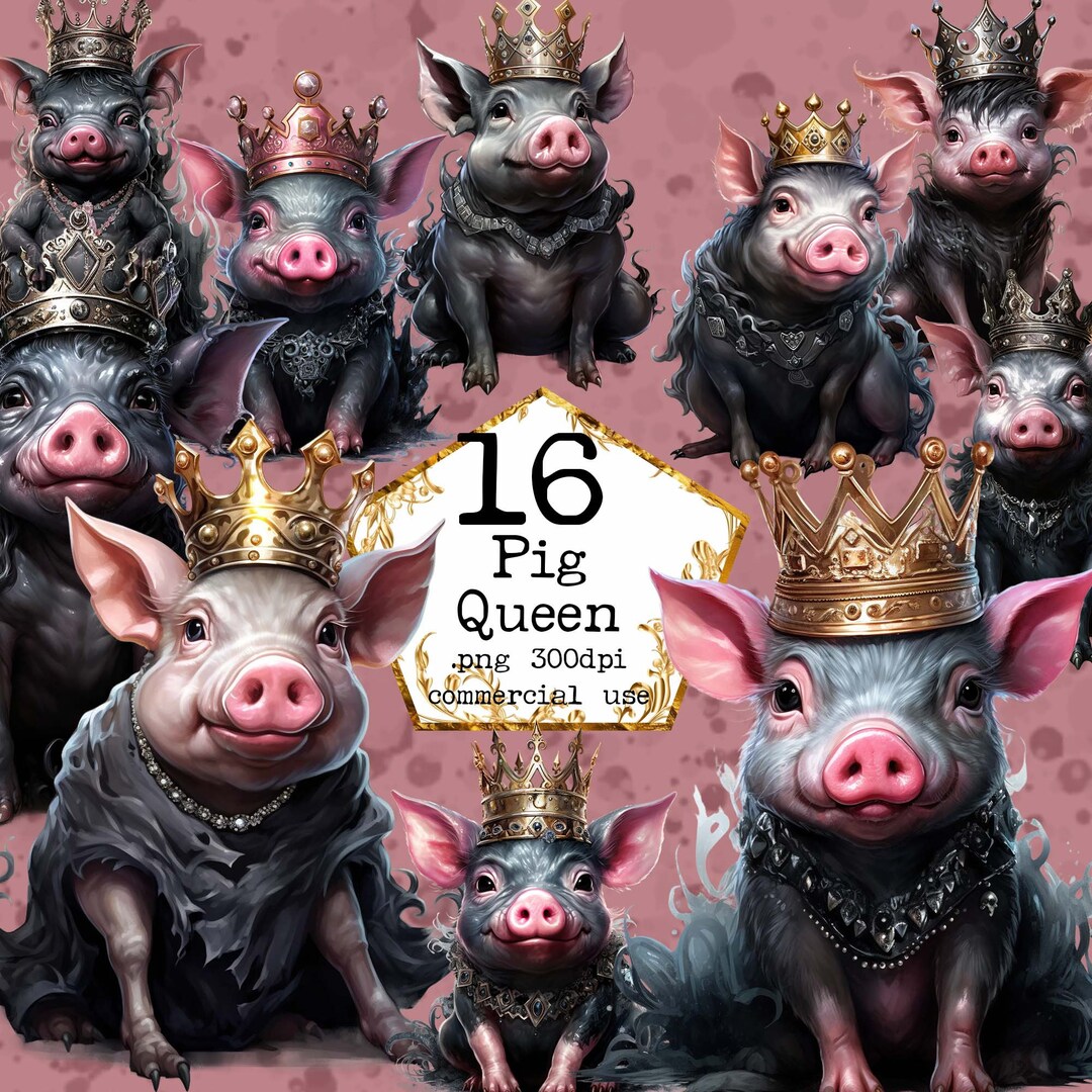 Watercolor Evil Pig Queen Clipart Bundle Fantasy Clipart Fairytale Pig ...