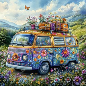 JPEG Hippie Van Graphics Traveling Clipart Beautiful Scenery ...