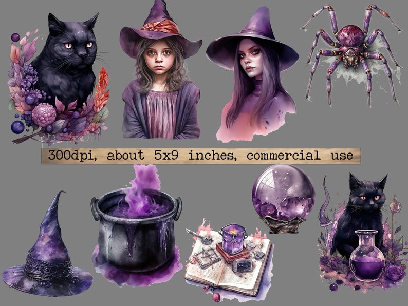 Watercolor Witch Clipart, Magic Witch Clipart PNG, Transparent PNG ...