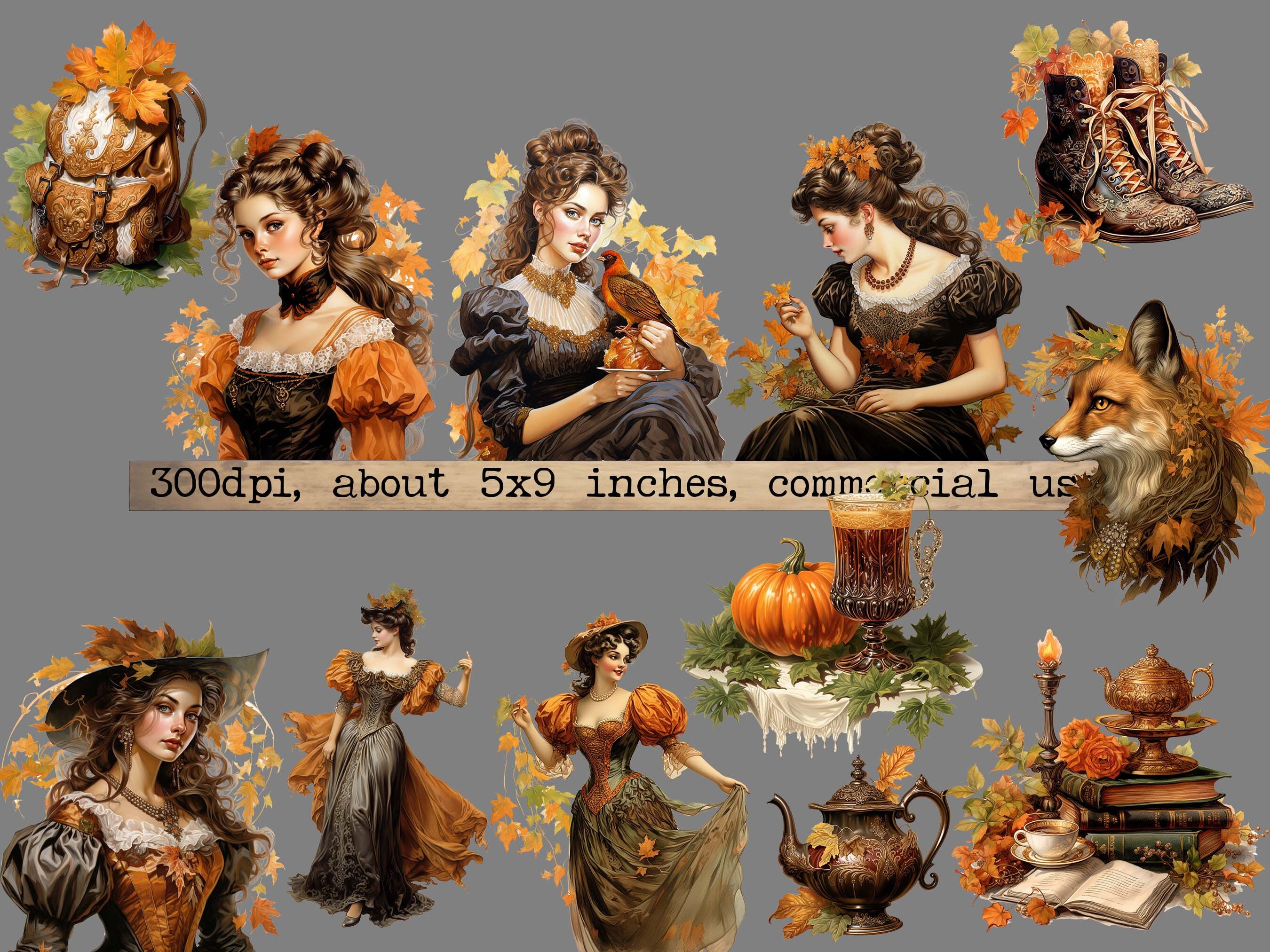 BIG Autumn Clipart Bundle Retro Autumn Clipart Autumn Which Cozy Fall ...