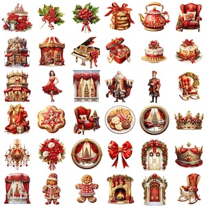 PNG Christmas Clipart Bundle: Diverse PNG Images, Matching Color ...