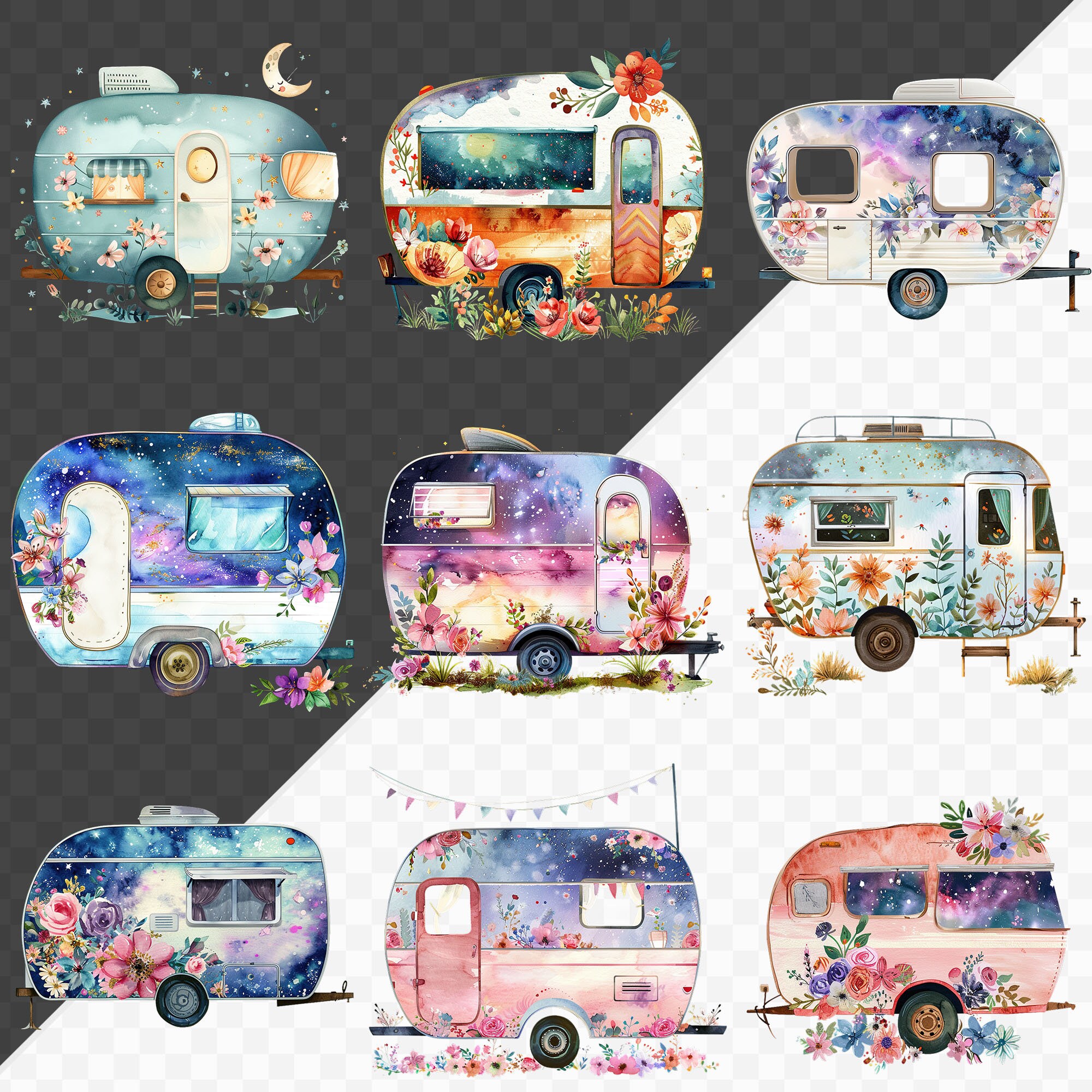PNG Watercolor Camping Clipart Digital Graphics Instant Download ...