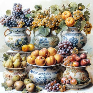 Shabby Chic Fruits Clipart Bundle JPEG Kitchen Art Cottage Art Vintage ...