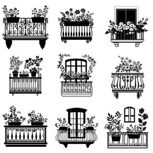 40 Floral Balcony Svg, Dxf, Eps, Ai, Pdf, Jpg, Png Balcony With Flower ...