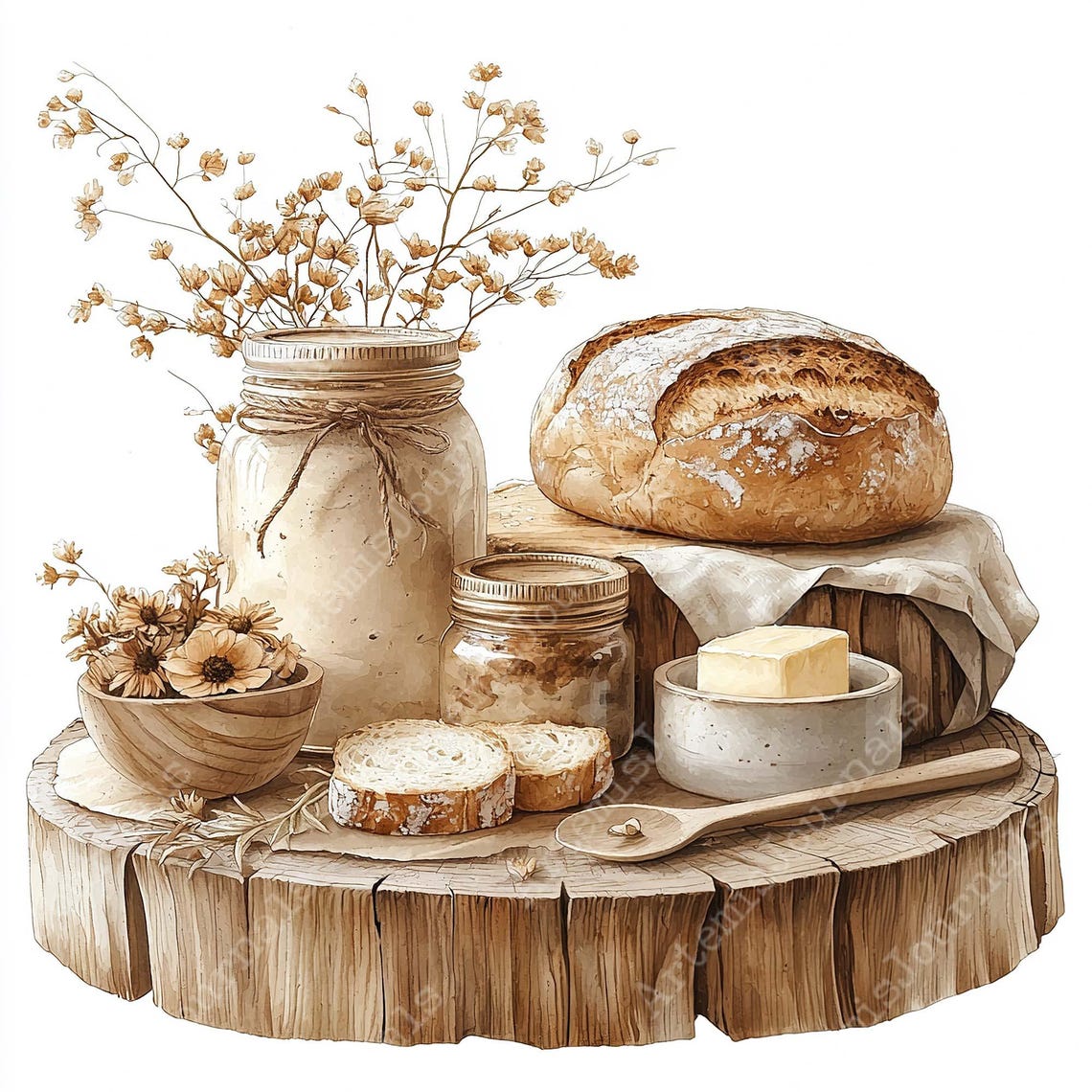 Shabby Chic Rustic Kitchen Clipart Bundle Watercolor Old Kitchen ...
