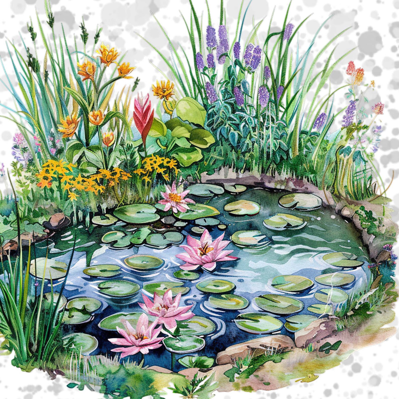 PNG Watercolor Ponds Clipart Bundle Landscape Clipart Commercial Use ...