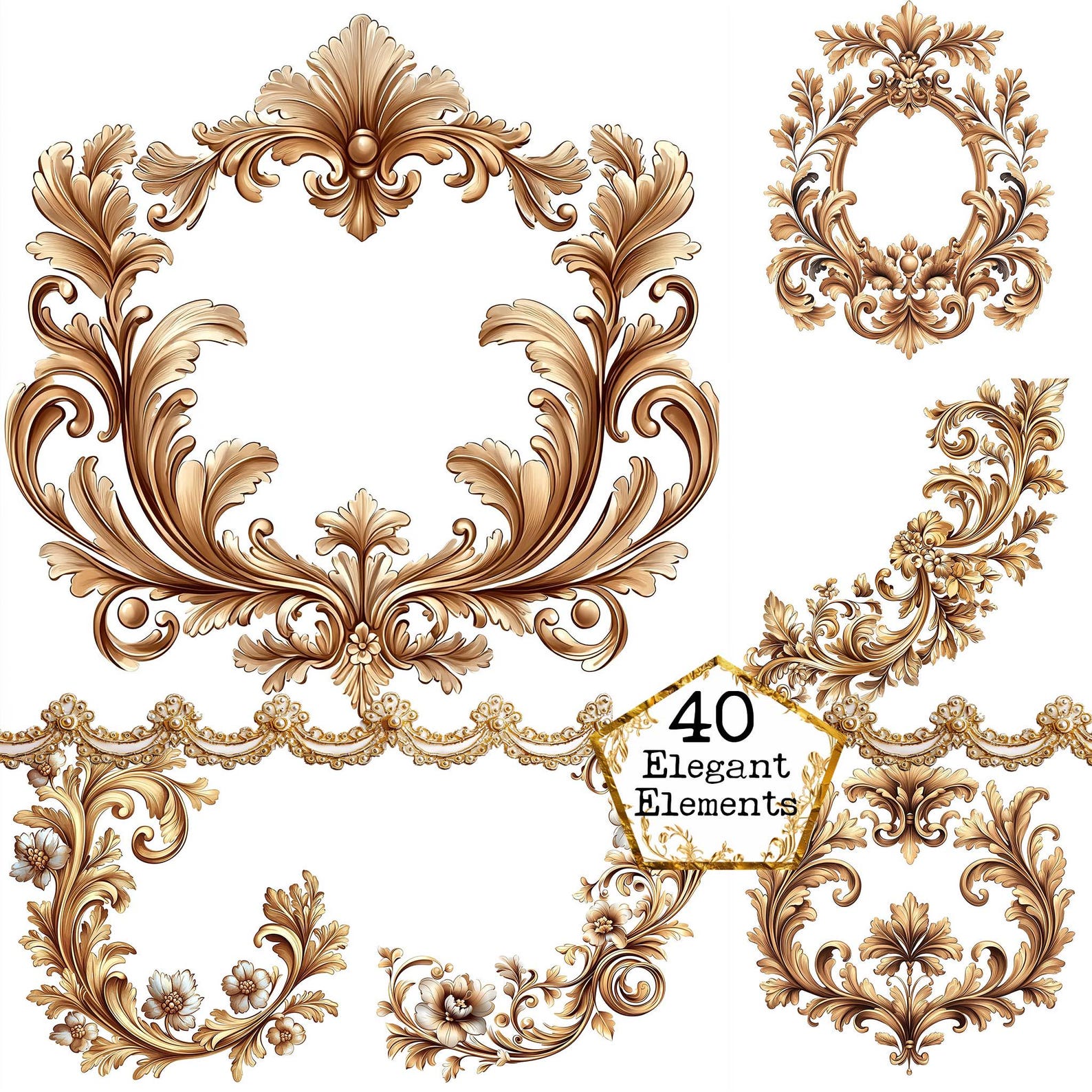 Bronze Corners Clipart Bundle Borders JPEG Ornaments Clipart Vintage ...