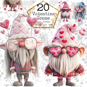 Valentine Gnome Clipart Bundle Gnome Png Valentine Clipart Love Clipart ...