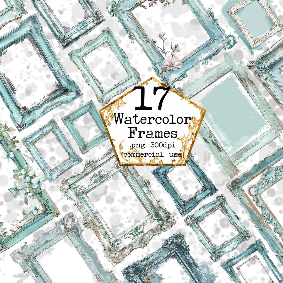 Antique Watercolor Frames Clipart Various Shaped Frames Clipart Bundle ...