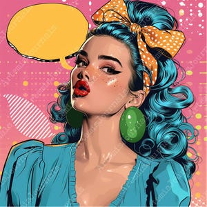JPEG Retro Comic Style Pop Art Girls Bundle Pop Art Girl Clip Art Retro ...