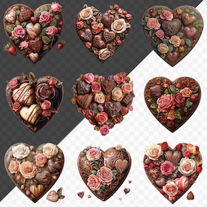 Chocolate Heart Clipart Bundle Valentine Clipart PNG Commercial Use ...