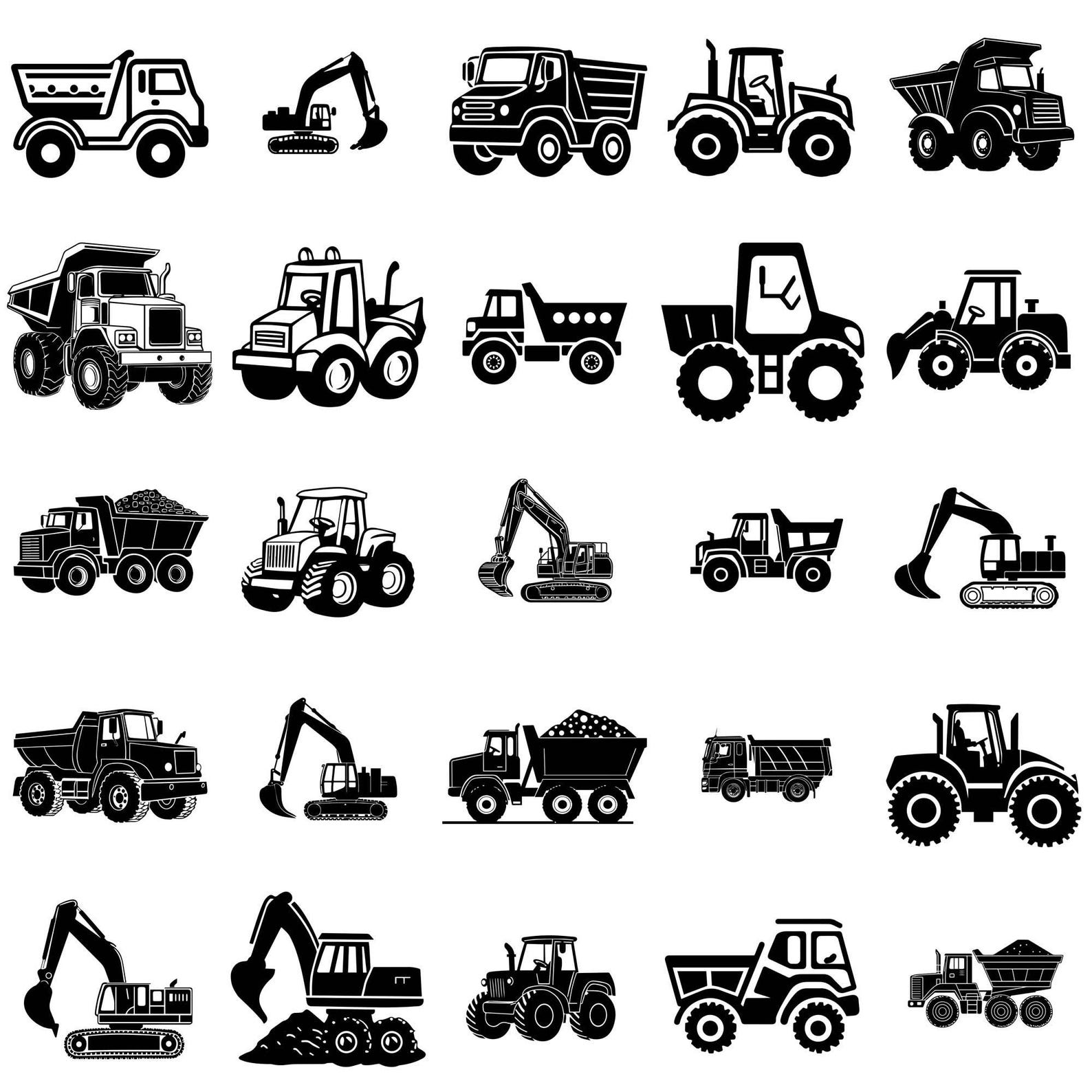 200 Construction Vehicle SVG Bundle Vector Files Construction Laser Cut ...