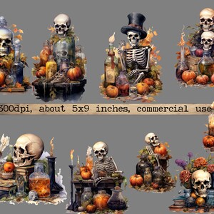 PNG Halloween Skeleton Watercolor Clipart Halloween Skull Clipart PNG ...