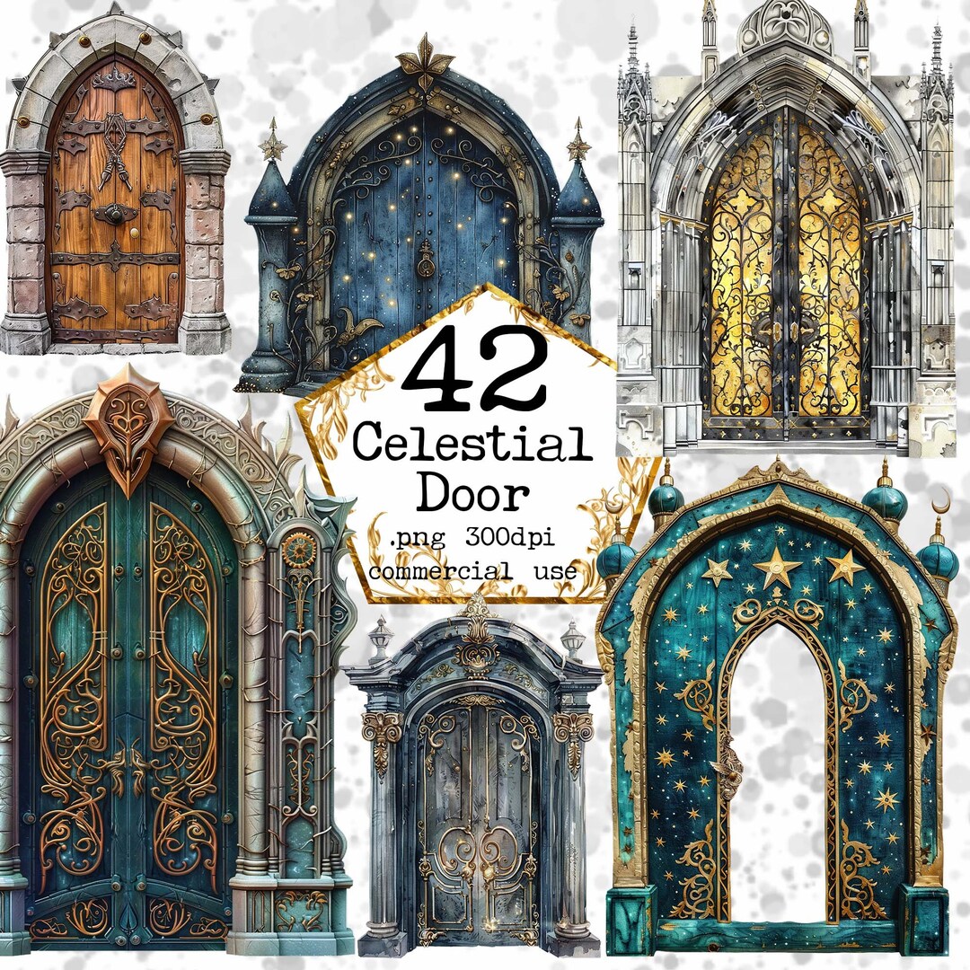 Celestial Doors Magical Fantasy Doors Clipart Bundle PNG Fairy Doors ...