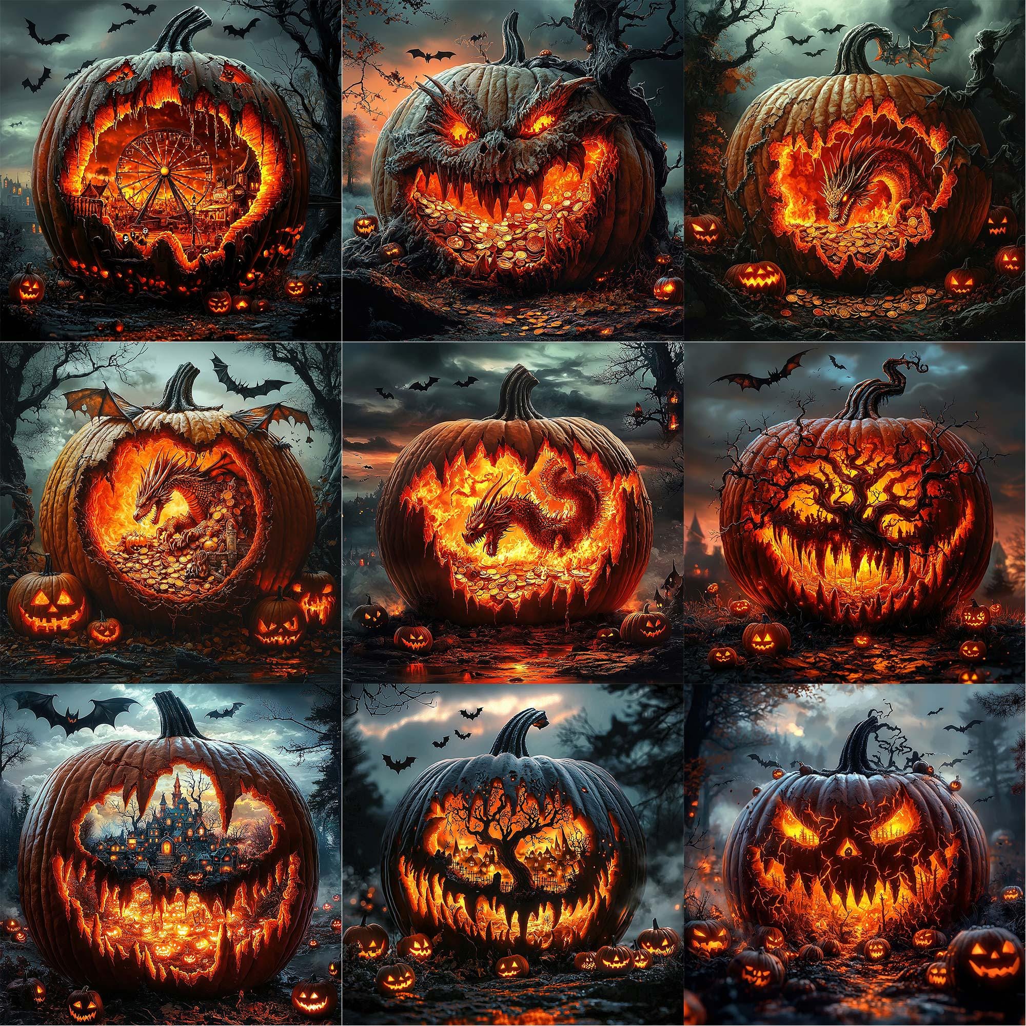 JPEG Spooky Pumpkin Illustration Halloween Background Scrapbook Paper ...