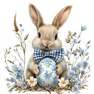 JPEG Watercolor Spring Rabbit Clipart Bundle Cute Bunny Clipart Spring ...