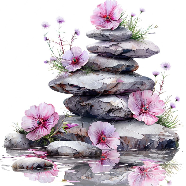 JPEG Zen Stones Spa Art Clipart Bundle JPEG Instant Download Paper ...