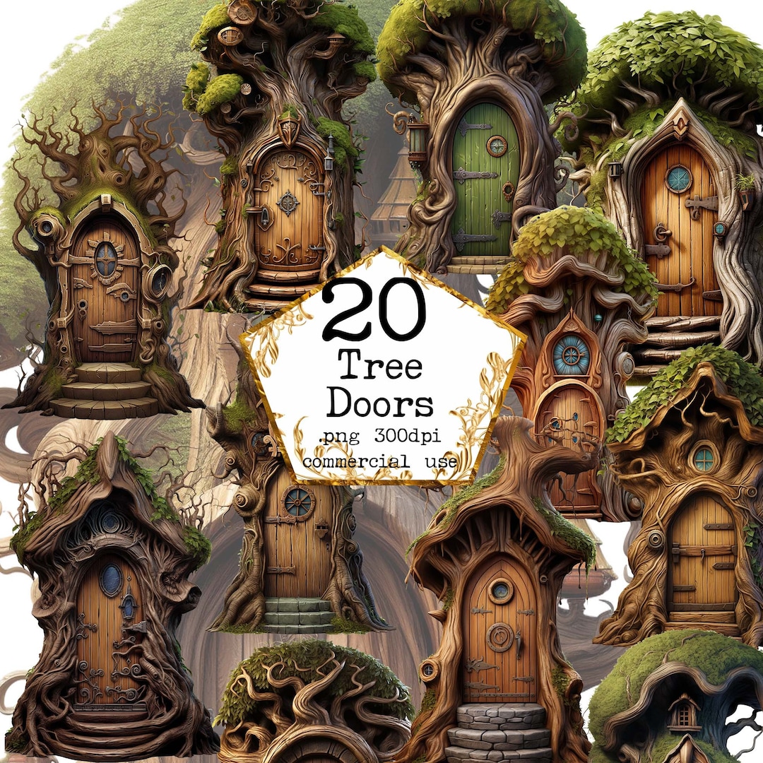 PNG 3D Tree Fairy Doors Clipart Bundle Magical Clipart Fairy Clipart ...