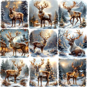JPEG Winter Majestic Reindeer Printable Backgrounds Scrapbook Paper ...