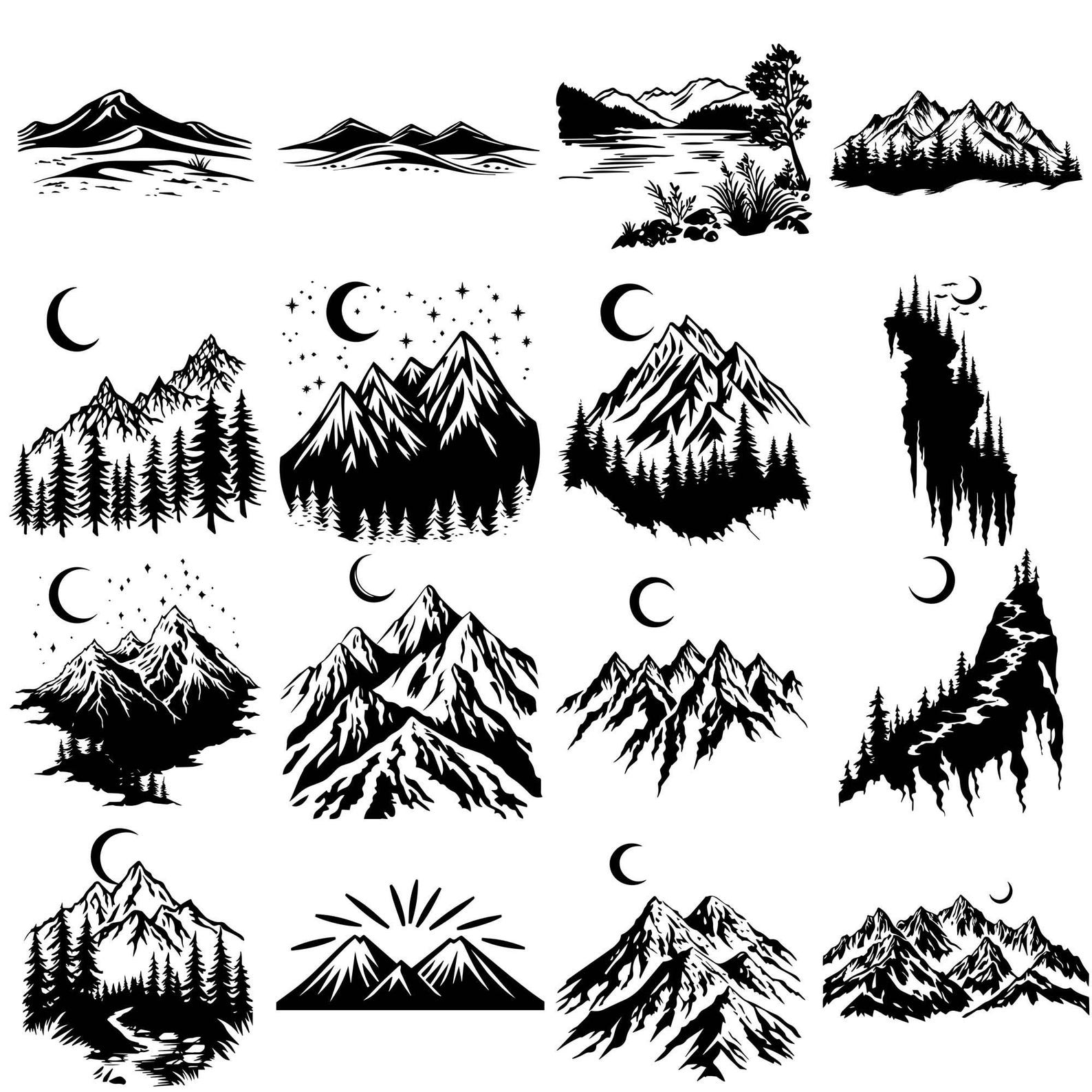 100 Mountain Svg, Dxf, Eps, Ai, Pdf, Jpg, Png MOUNTAIN SVG Bundle ...
