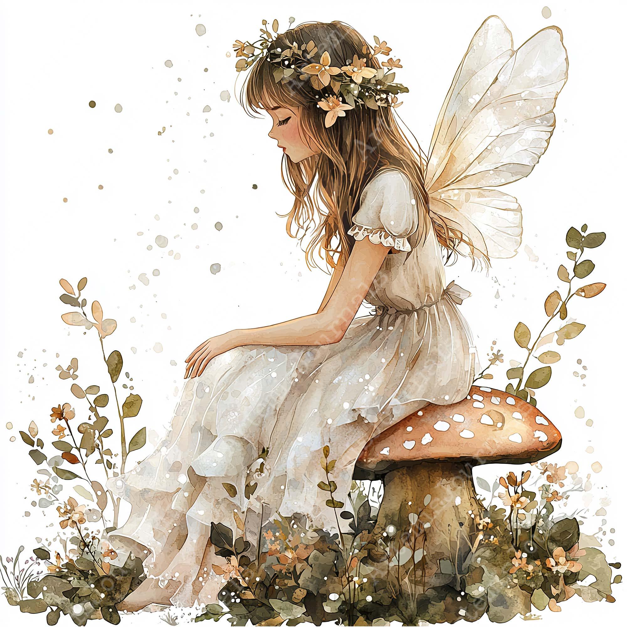 JPEG Spring Fairy Clipart Bundle Instant Download Spring Flowers White ...