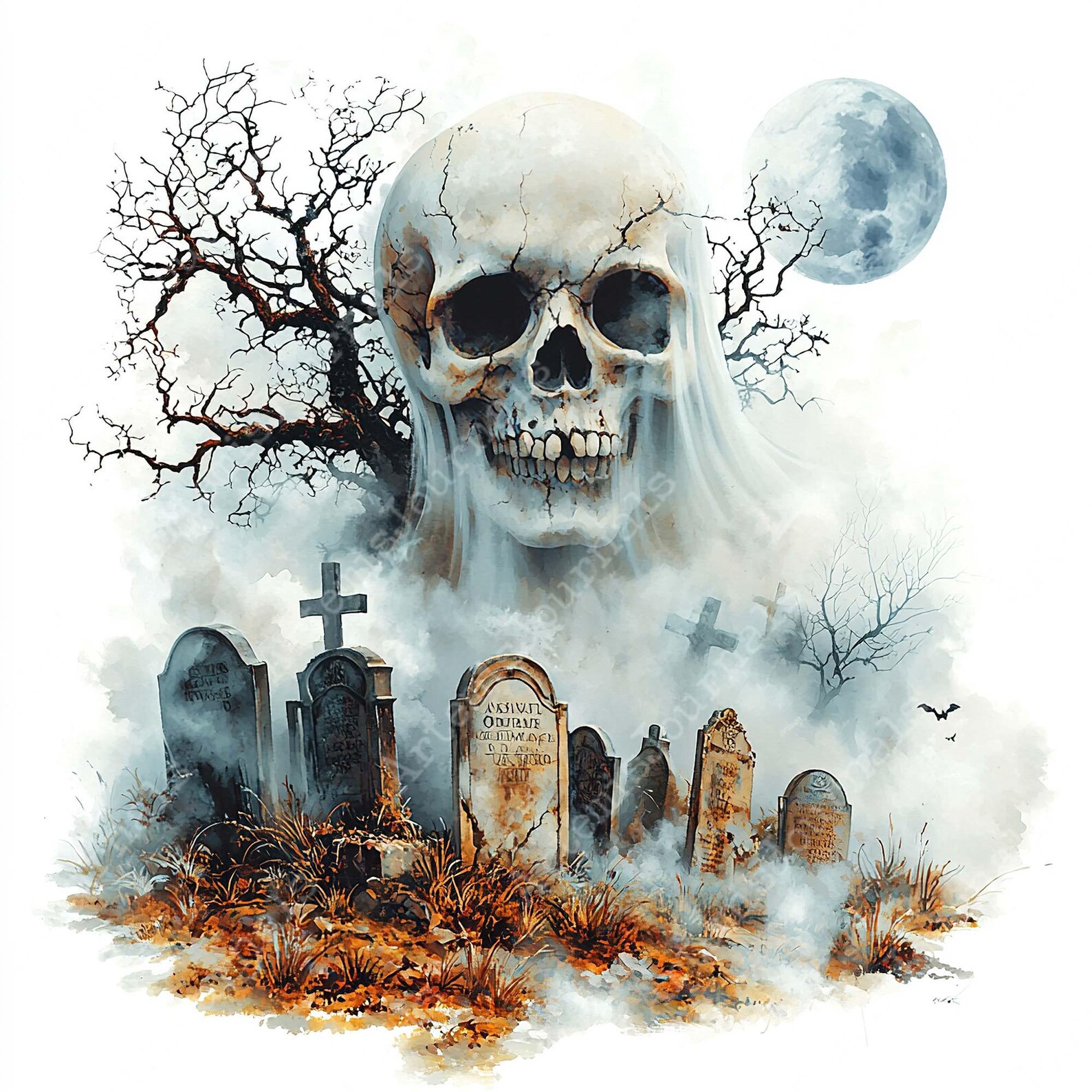 JPEG Scary Ghost Clipart Bundle Spooky Scenery Horror Clipart Halloween ...