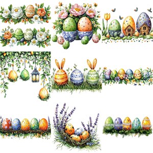 PNG + JPEG Watercolor Easter Egg Borders Clipart Spring Borders Spring ...