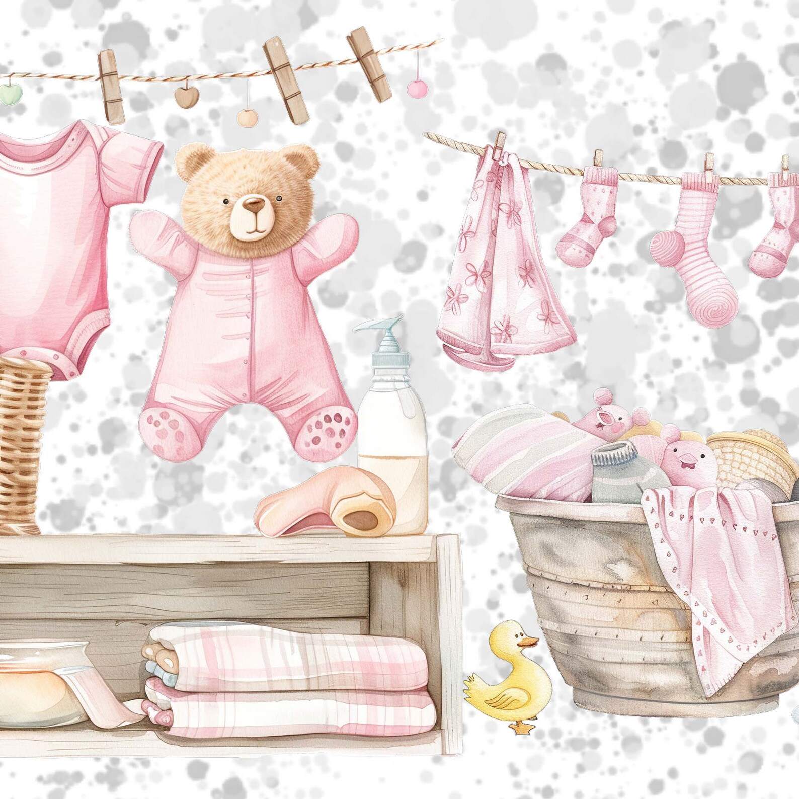 PNG Laundry Clipart Bundle PNG Clothes Line Clipart Invitation Elements ...