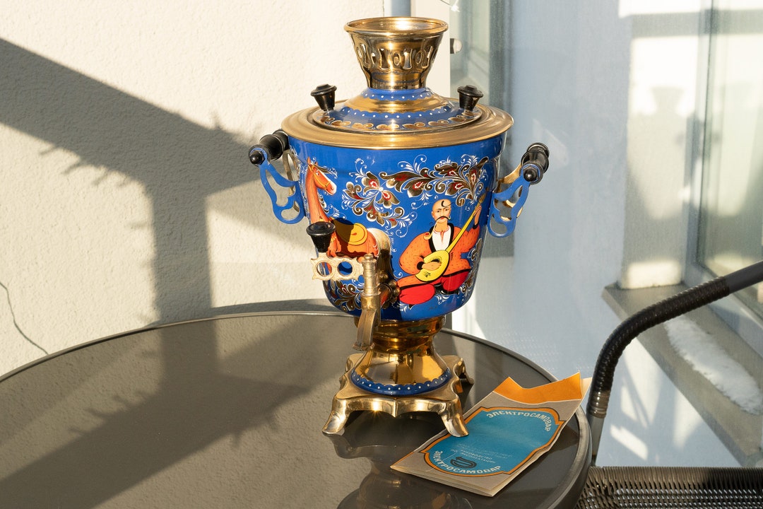 Unique Soviet Electric Samovar. Painting of Kozak, Horse, Petrykivka ...