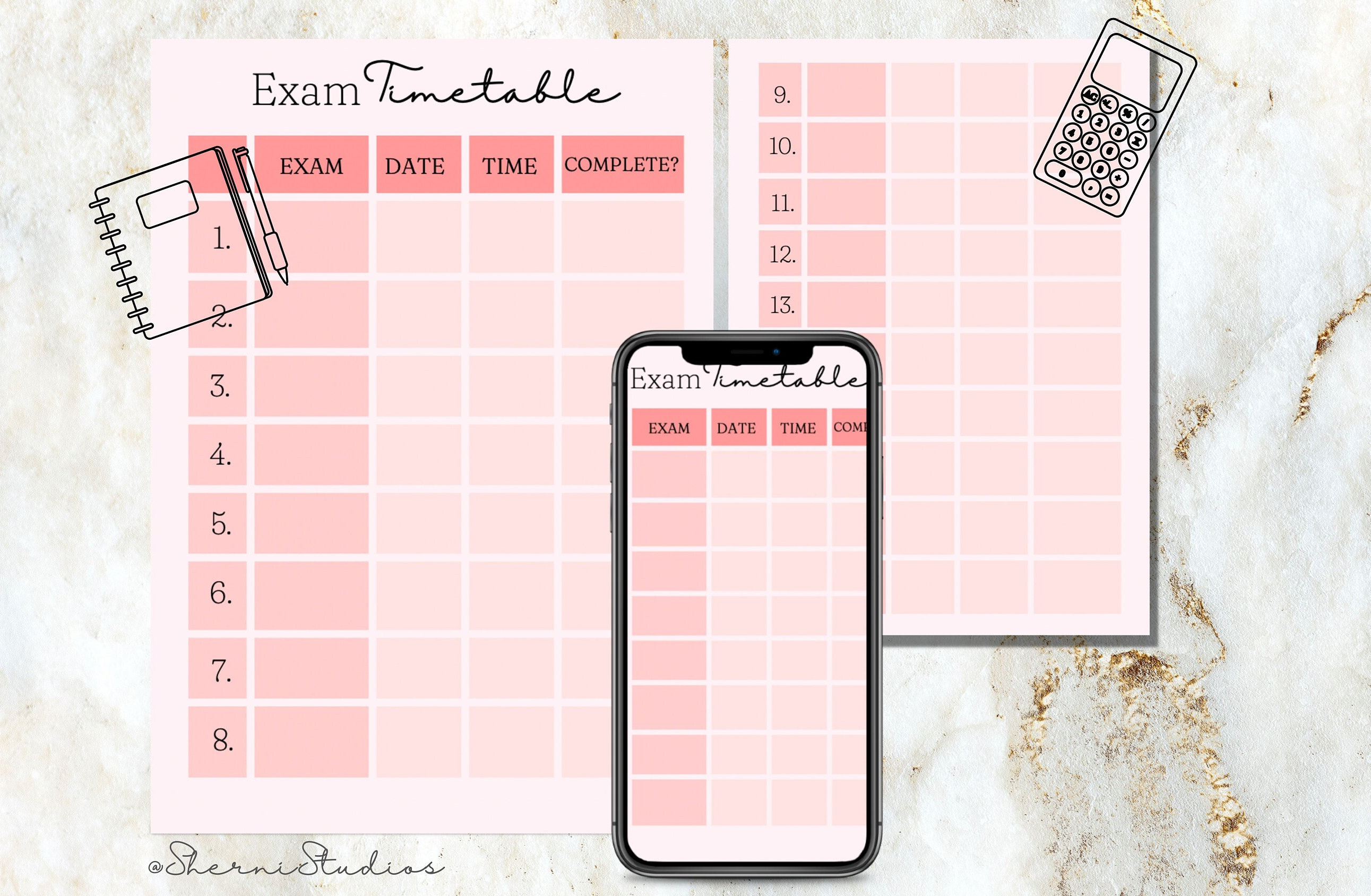 Exam Timetable Printable Template / Exam Season - Etsy