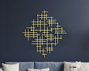 Modern Luxury Style Line Wall Art, Minimalist Line Art, Geometric Metal ...