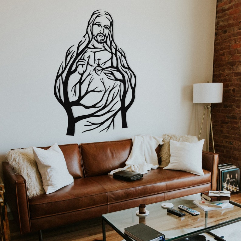 Tree Jesus Metal Wall Art, Religious Metal Wall Decor, the Heart of ...
