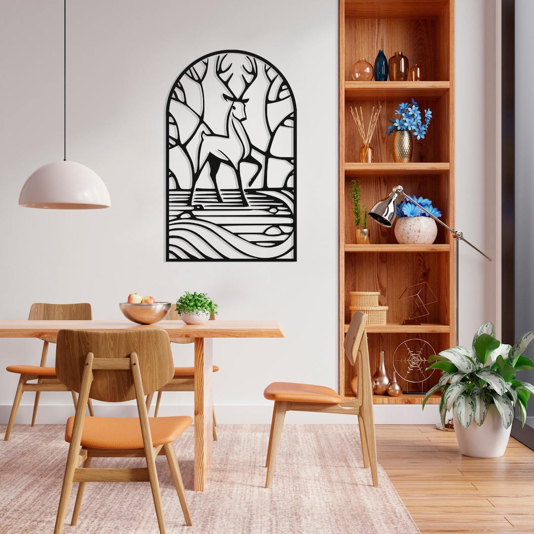 Deer Metal Wall Art, Large Deer Wall Art, Nature View Wall Art, Deer ...