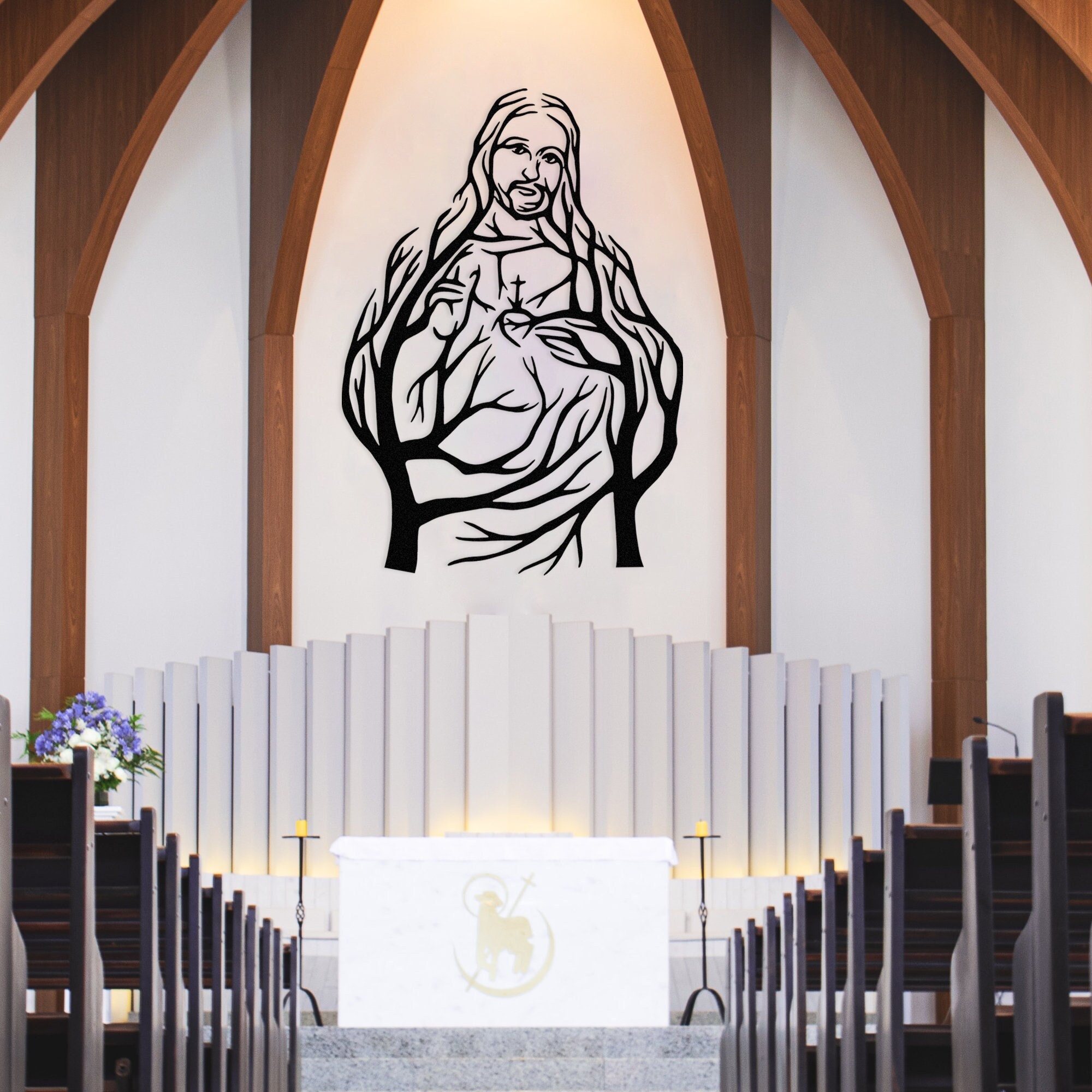 Tree Jesus Metal Wall Art, Religious Metal Wall Decor, the Heart of ...