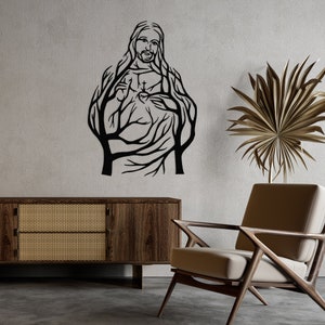 Tree Jesus Metal Wall Art, Religious Metal Wall Decor, the Heart of ...