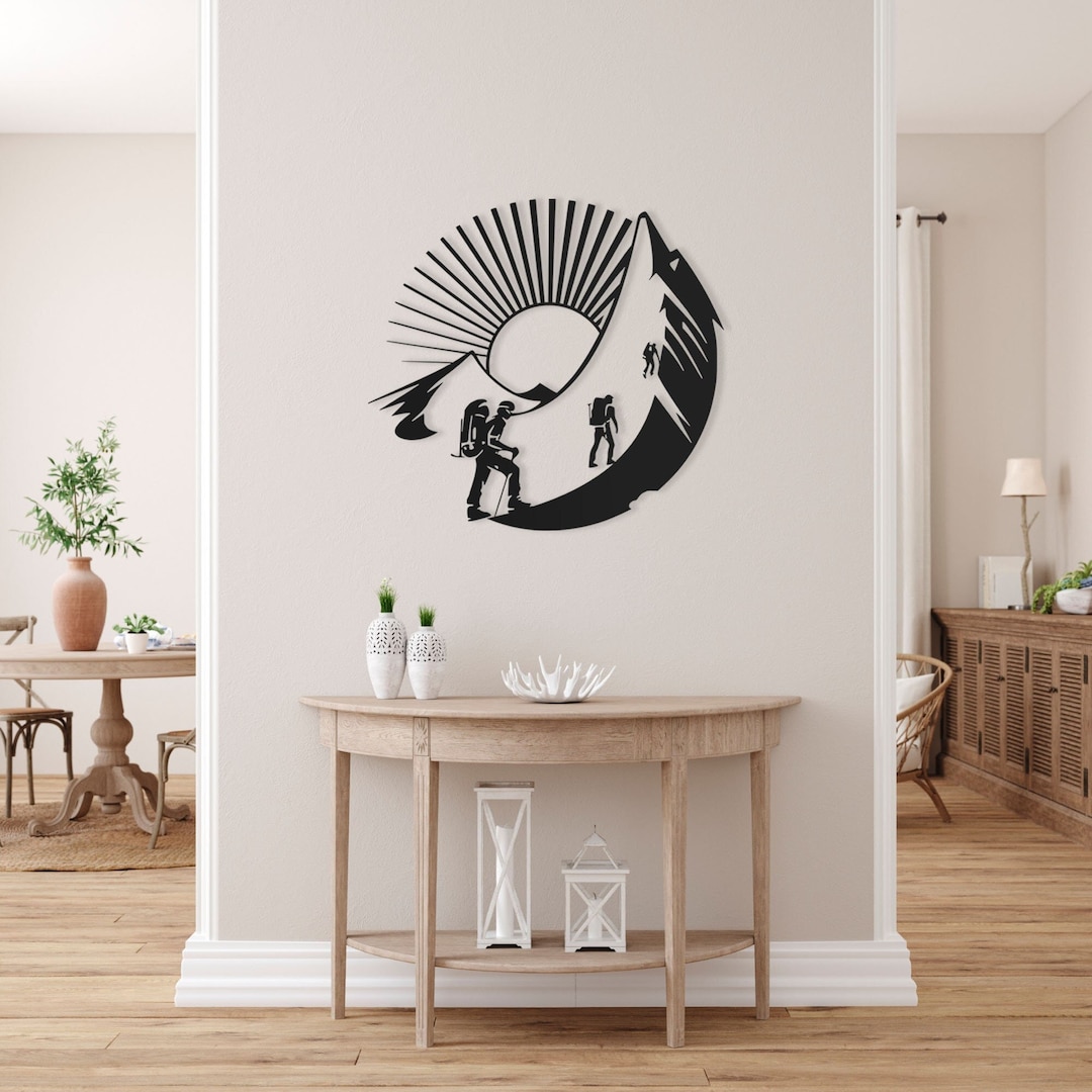 Metal Walker Decor, Nature Wall Art, Mountain Hiking, Gift Hiking ...