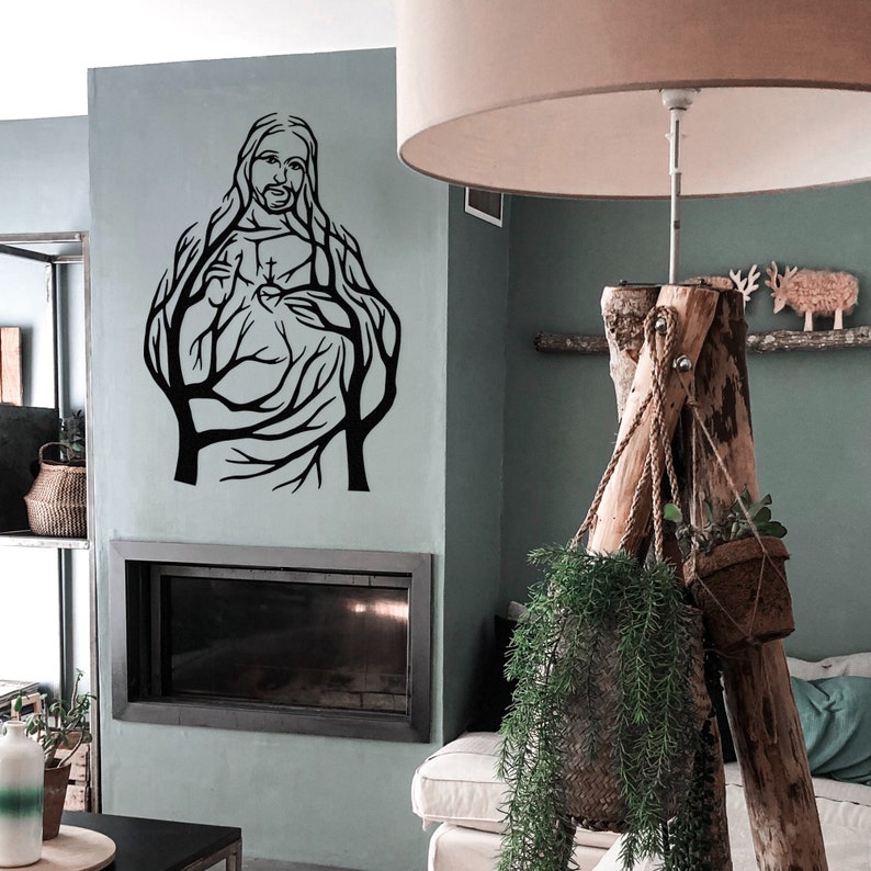 Tree Jesus Metal Wall Art, Religious Metal Wall Decor, the Heart of ...