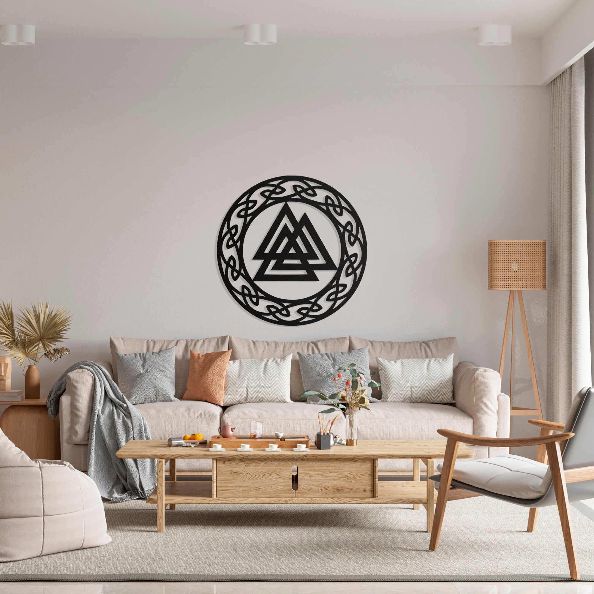Metal Valknut Wall Art, Celtic Norse Odin Symbols, Metal Valknut Decor ...