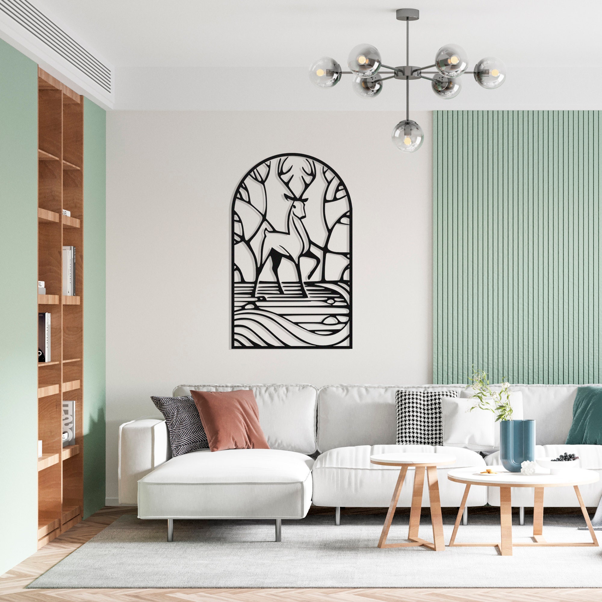 Deer Metal Wall Art, Large Deer Wall Art, Nature View Wall Art, Deer ...