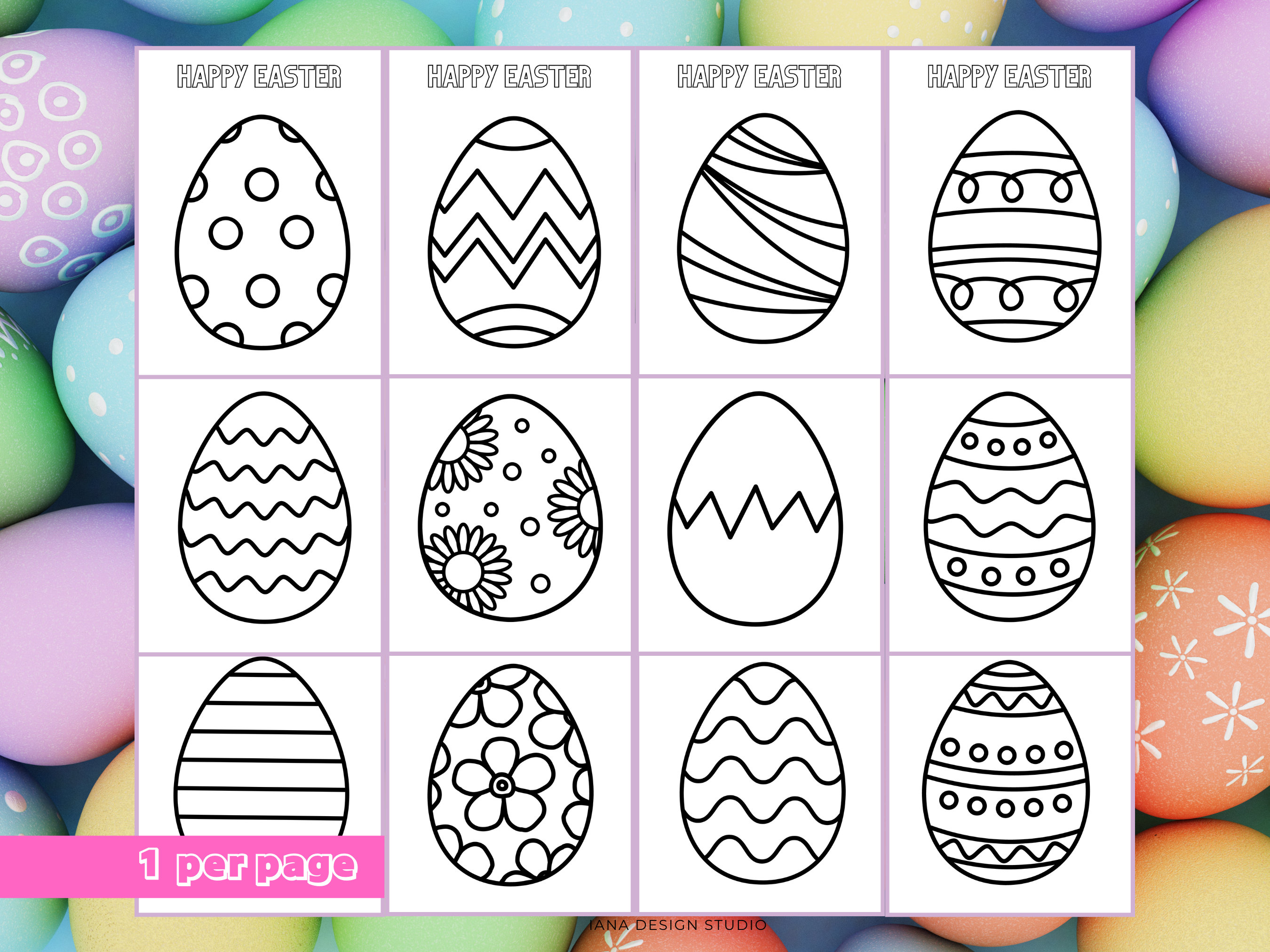 Printable Easter Egg Coloring Pages, Easter Activity, Easter Coloring ...