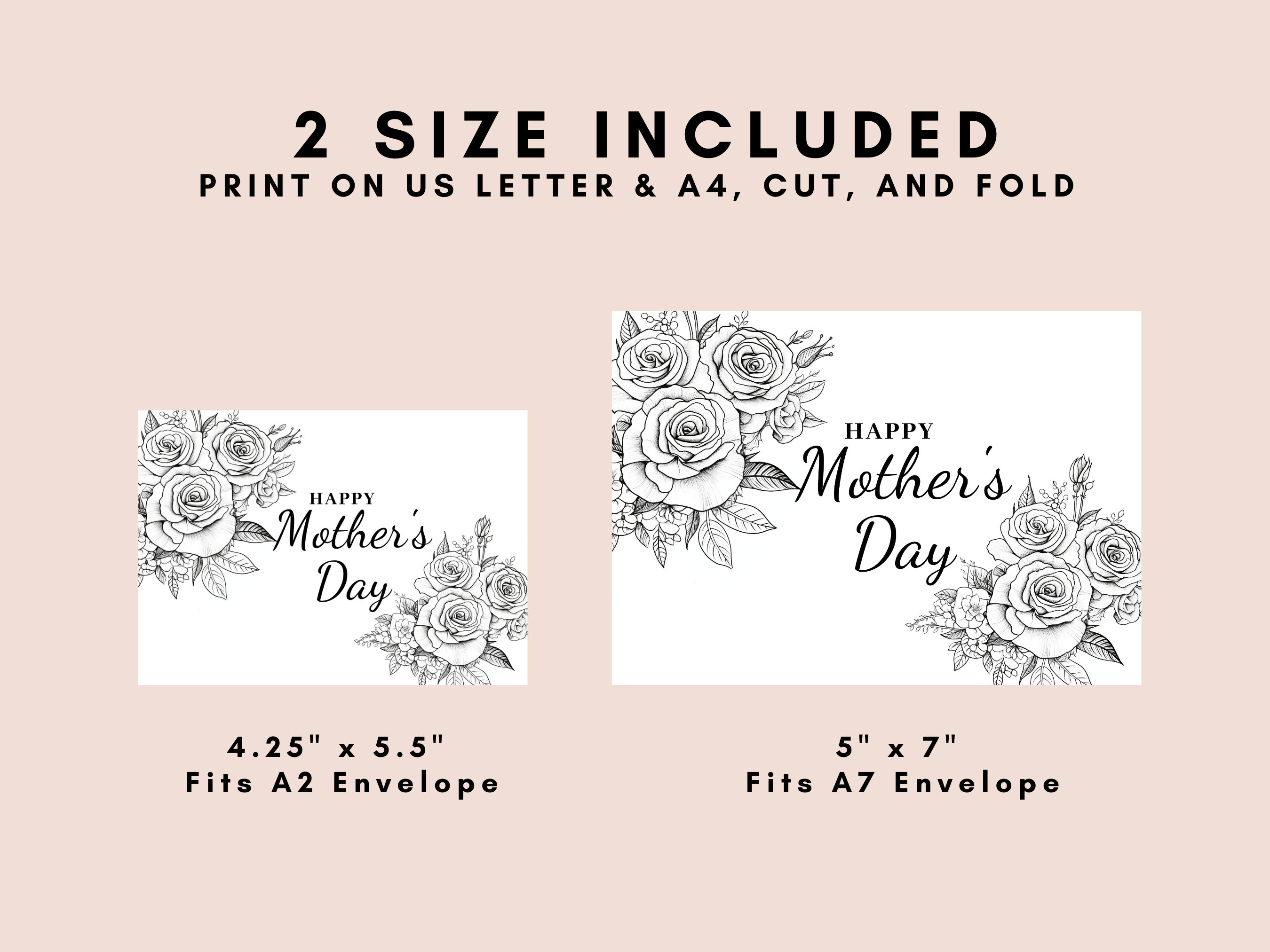Mother Greeting Coloring Card With Floral Rose Design - Personalize ...