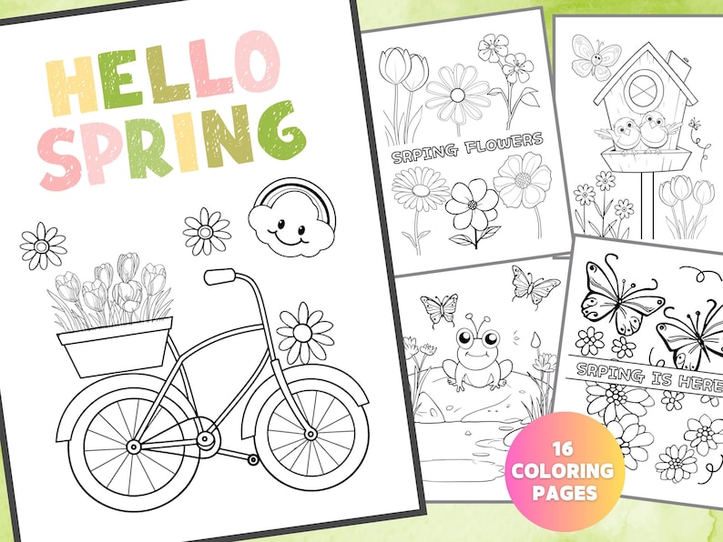 Printable Spring Themed Coloring Pages for Kids, Coloring Activity for ...