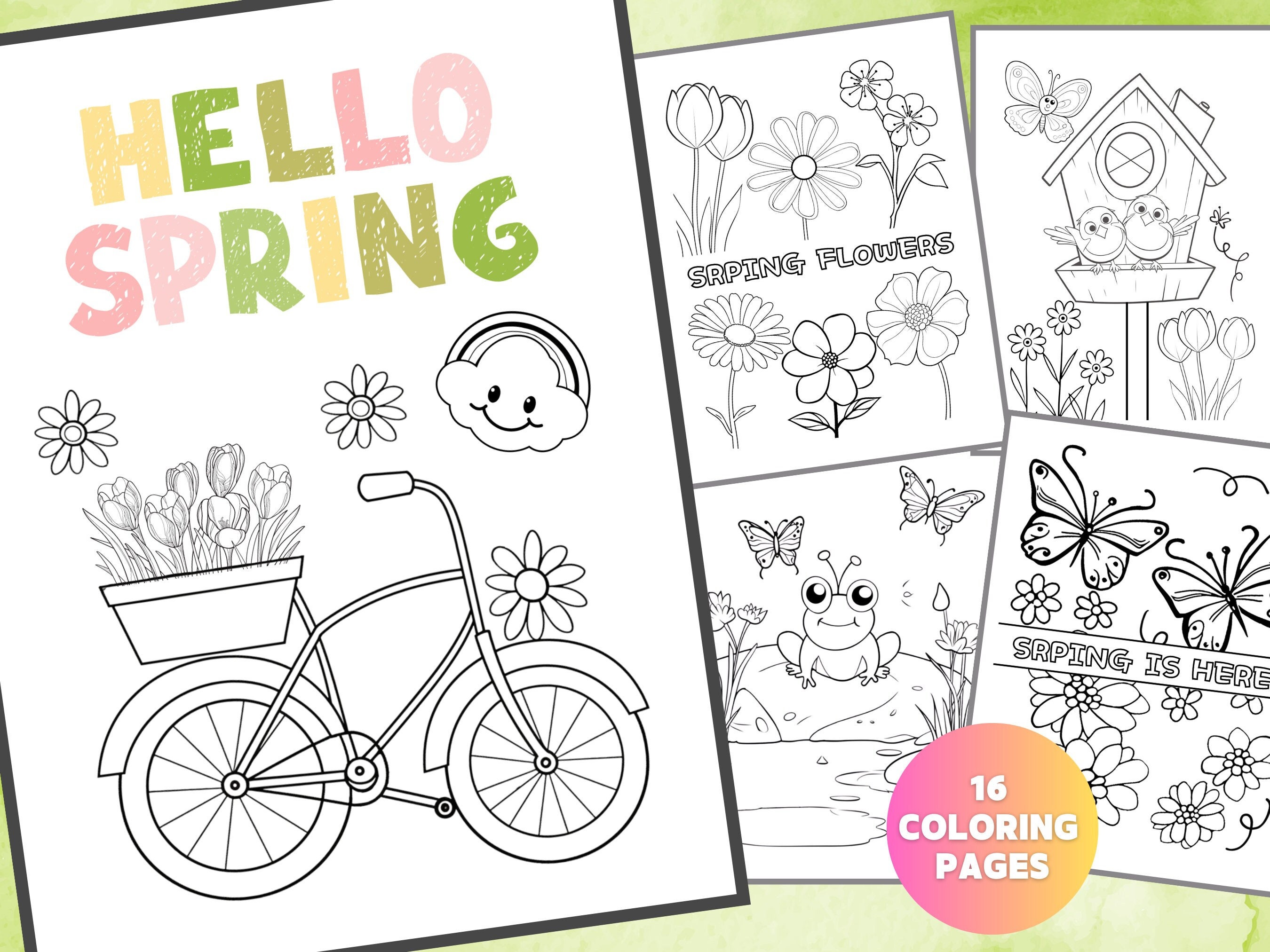 Printable Spring Themed Coloring Pages for Kids, Coloring Activity for ...
