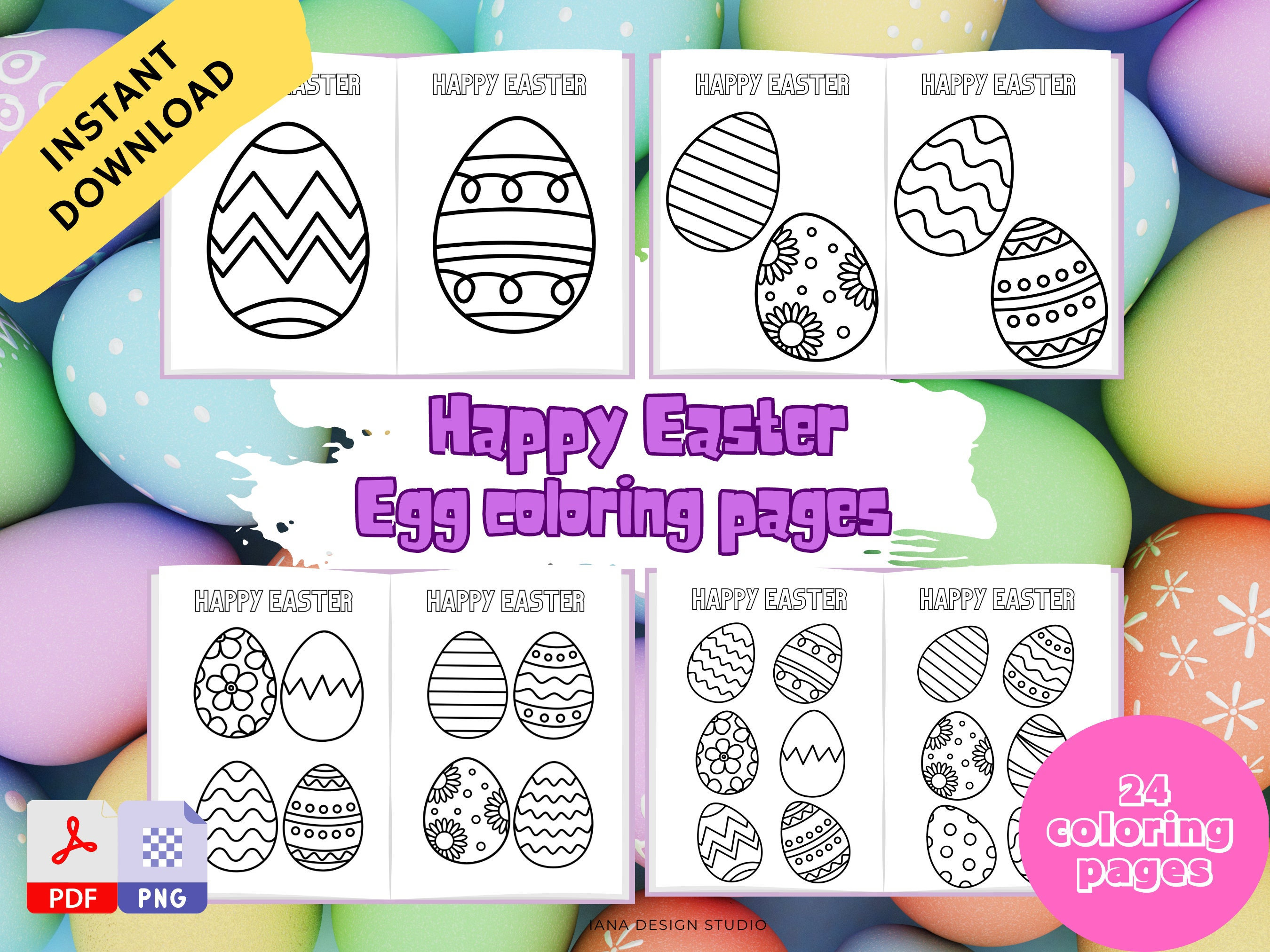 Printable Easter Egg Coloring Pages, Easter Activity, Easter Coloring ...