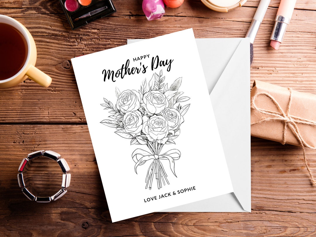 Customizable Happy Mothers Day Card - Color Your Own Card for Mom With ...