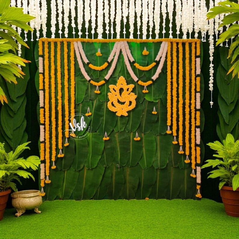 Marigold Flower Toran Backdrop – Handmade Garlands for Puja, Indian ...