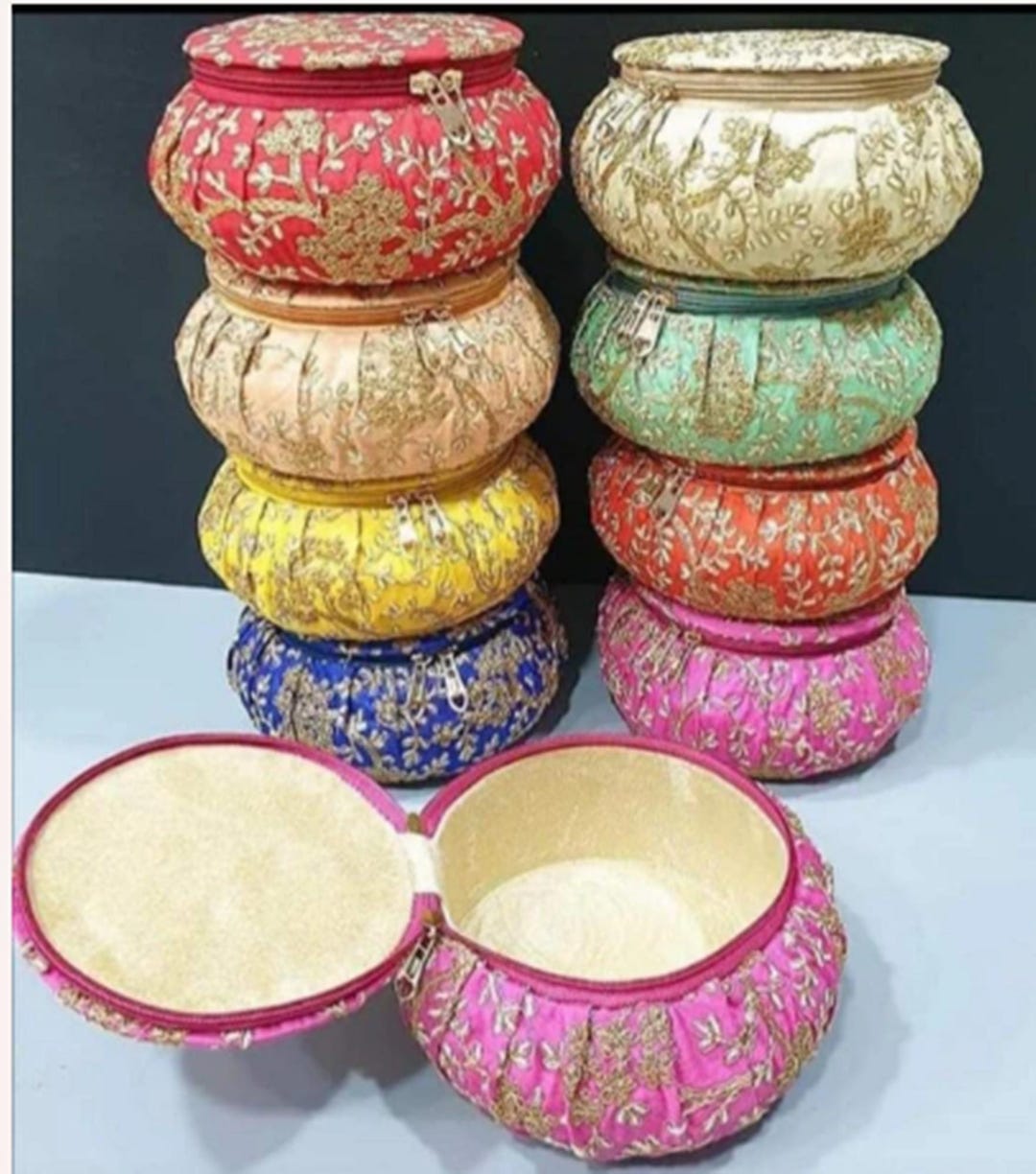 Handmade Matka-shaped Potli Bag With Embroidery - for Wedding Favors ...